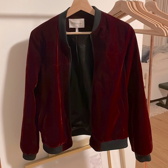 BCBGeneration | Jackets & Coats | Bcbg Red Velvet Bomber Jacket | Poshmark